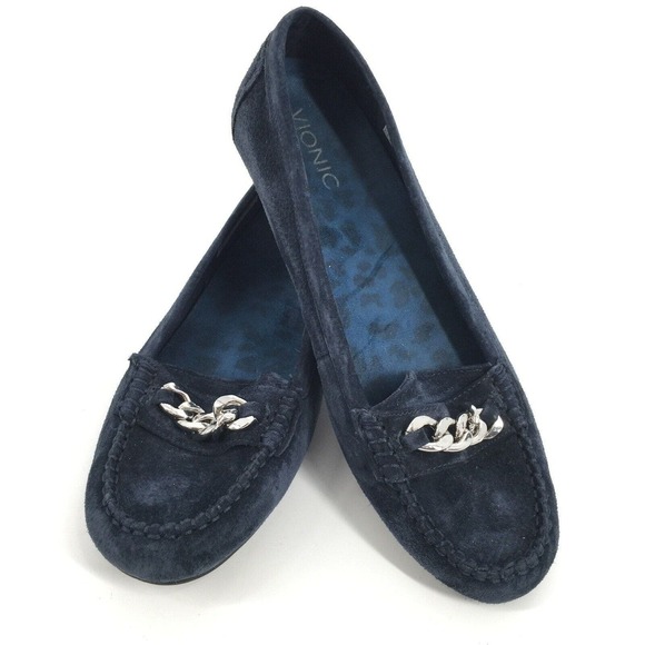 Vionic | Shoes | Vionic Mesa Slip On Leather Loafers 9 Womens Dark Navy ...